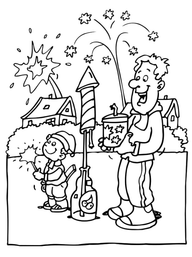 Vuurwerk Kleurplaten Oud & Nieuw - TopKleurplaat.nl