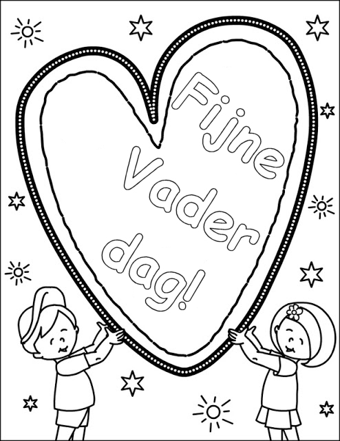 Vaderdag Kleurplaten Fijne Kleurplaat Hart Kleuters Peuters ...